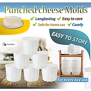 PetriStor 6 Pcs Soft Cheese Mold for Cheese Making 1.85QT - Cheese Making Mold - Cream Cheese Form Mold - Homemade Cheese Making Supplies - Molde Para Queso Fresco Casero - Feta Cheese Making Basket