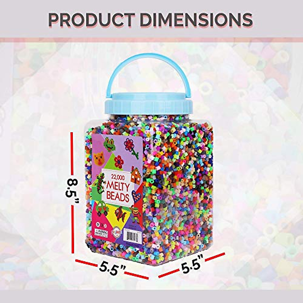 Playkidz Fuse Beads, Bulk Assorted Multicolor Melty Beads for Kids Crafts, Big Bucket of 22000 pcs