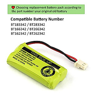 VANBOW BT183342/BT283342 2.4V 800mAh Ni-MH Battery Pack, Compatible with AT&T VTech Cordless Phone Batteries BT166342/BT266342 BT162342/BT262342 CS6709 CS6609 CS6509 CS6409 EL52100 EL50003 (Pack 4)
