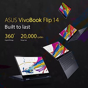 ASUS 2023 Newest Thin and Light VivoBook, 14 HD Touchscreen 2-in-1 Laptop, 4GB RAM, 256GB SSD, Intel Celeron Processor, NumberPad, Type-C,HDMI, Microsoft 365 Personal 1-Year Included, Windows 11 S