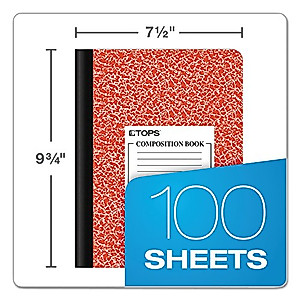 TOPS Composition Book, Wide/Legal Rule, Randomly Assorted Marble Cover, (100) 9.75 x 7.5 Sheets