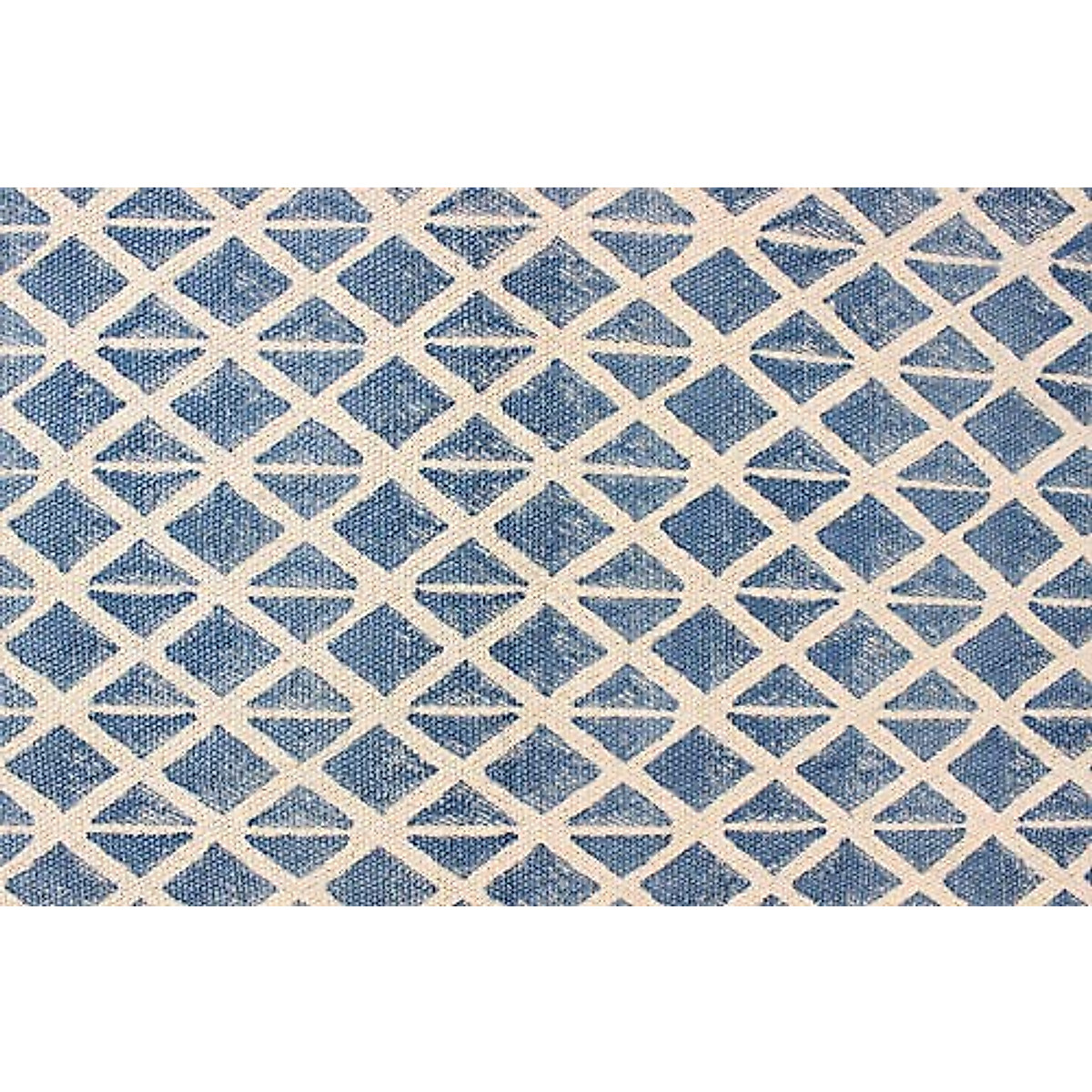 Casavani Indian Handmade Cotton Dhurrie Striped Blue & Brown Area Rug Boho Kilim Flat Weave Rug Indoor Hall Room Decor Carpet Throw Rugs for Bedroom Living Room Bathroom Balcony 8x10 Feet