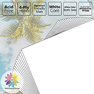 Mat Board Center, Pack of 20 8x8 Uncut Photo Mats, White Backing Boards - for Photos, Prints, Frames and More