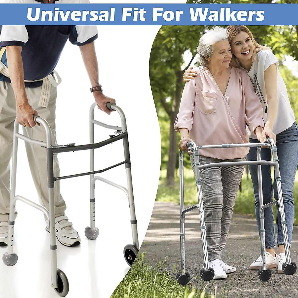 4PCS - Walker Glide Balls,Precut Walker Tennis Balls for Furniture Legs and Floor Protection,Walkers Legs Universal Precut Glide Balls,Heavy Duty Long Lasting Felt Pad Glide Coverings,Fit Most Walkers