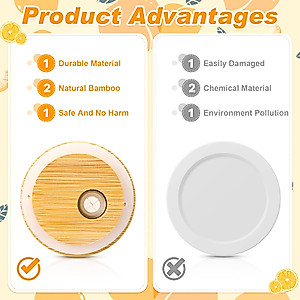 Sieral 70mm Bamboo Jar Lids with Straw Hole for Glass Cups Reusable Wooden Mason Jar Lids for Beer Can Cups 2.76inch Canning Lids with Silicone Ring for Regular Mouth Drinking Jars(30 Pcs)