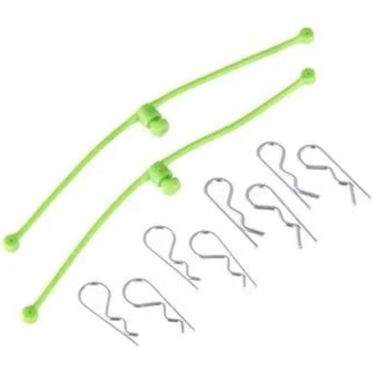 Du-Bro Body Klip Retainer, with Rubber Attachments, for RC Cars and Trucks, 2-Pack, Lime Green