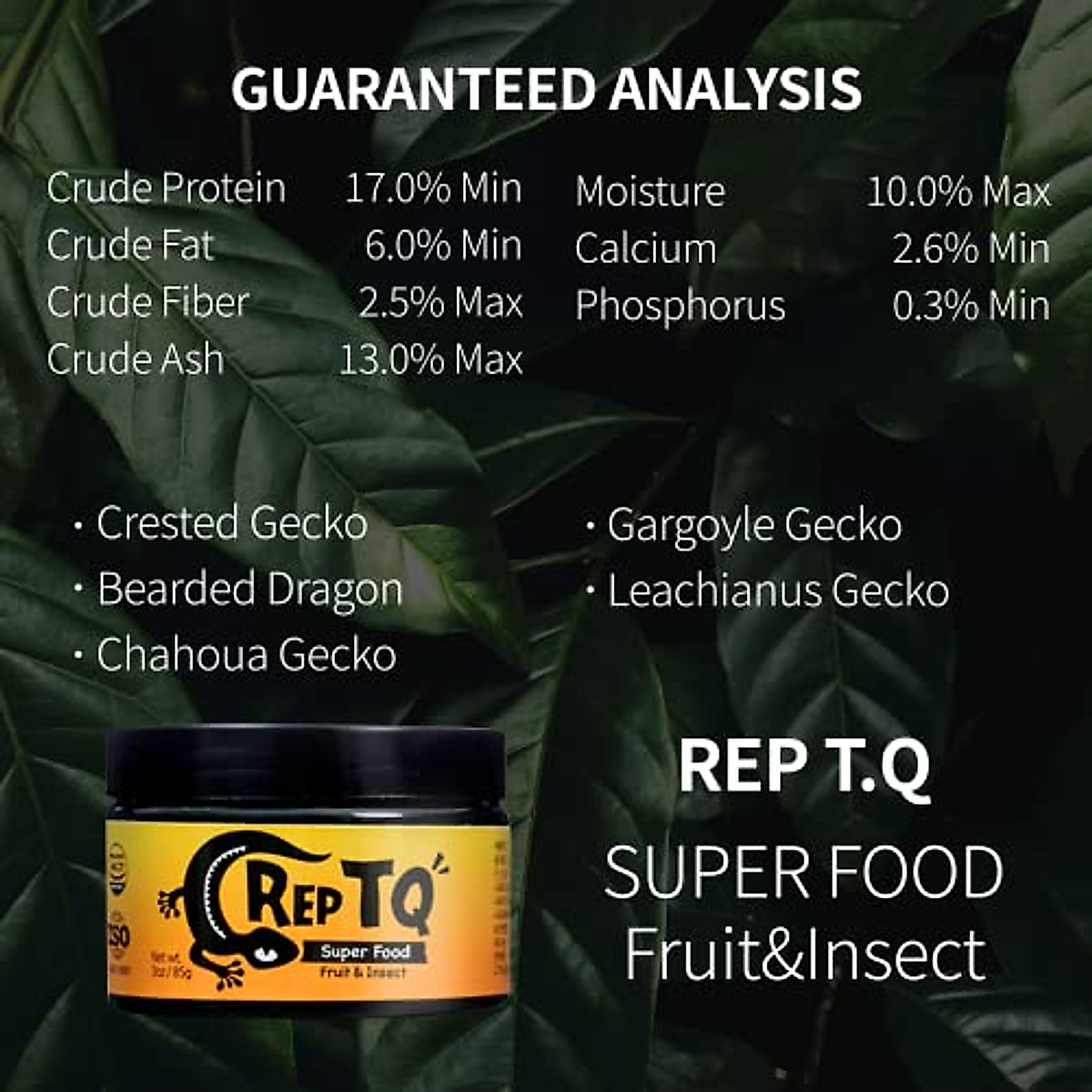 REPTQ Super Food (Fruit & Insect) - Protein, Lactic Acid, Vitamin D3 - Natural Crested Gecko Food - Omnivore Food Mix for Pet Reptiles & Bearded Dragons
