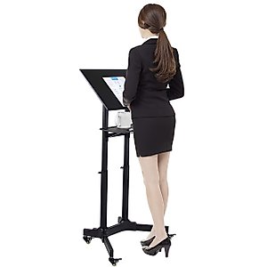 Mount-It! Mobile Standing Height Desk, Portable Podium and Rolling Presentation Lectern, Laptop Stand Up Desk with Caster Wheels (MI-7971)