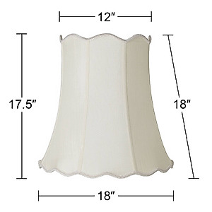 Creme Large Scallop Bell Lamp Shade 12" Top x 18" Bottom x 18" Slant x 17.5 High (Spider) Replacement with Harp and Finial - Springcrest