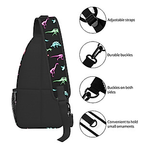 Sling Bag For Women Men，Magic Trippy Dinosaur Crossbody Shoulder Backpack Lightweight One Strap Casual Chest Daypack For Travel Hiking Outdoor Sports