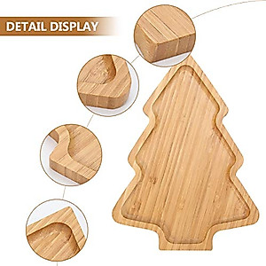 PRETYZOOM Wooden Appetizer Tray Christmas Tree Shaped Sushi Serving Tray Japanese Sashimi Plate Snack Dessert Candy Dish for Restaurant Home (11"x7.86")