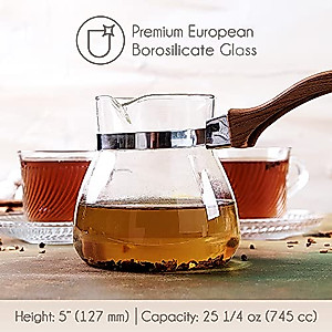 Crystalia Turkish Coffee Pot Borosilicate Glass, Stovetop Tea Maker, Greek Coffee Cezve Briki, Heat Resistant Milk Warmer, Hot Chocolate or Butter Melting Pot, Coffee Server with Handle
