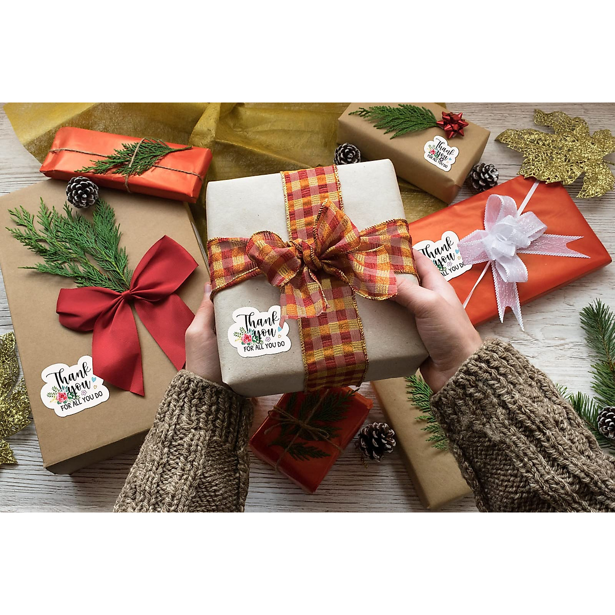 PNTKION Thank You for All You Do Cute Small Shop Stickers, 500 Labels Per Roll