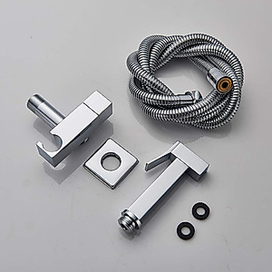 Wall Mount Bidet Sprayer Faucet Set with Cold Water Brass Handheld Toilet Bidet Attachment Pressure Sprayer Single Handle Bidet Spray Set for Personal Hygiene,Black Bronze (Color : Chrome)