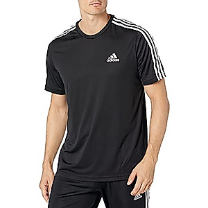 adidas Men's AEROREADY 3-Stripes Tee, Black/White, Medium