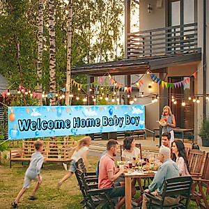 Labakita Welcome Home Baby Boy Yard Banner, Large It’s a Boy Baby Shower Banner, Blue Baby Shower Decorations for Boy, Gender Reveal Baby Shower Inside Outside Decoration