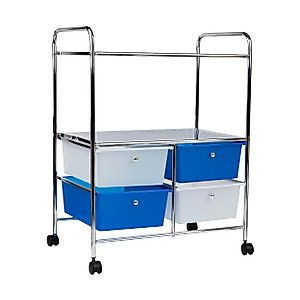 Mind Reader Rolling Utility Cart, 25 Inch, Silver 4 Drawer