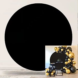 7.5ft Black Round Backdrop Cover Arch Circle Background Cover for Graduation Birthday Party Wedding Decorations
