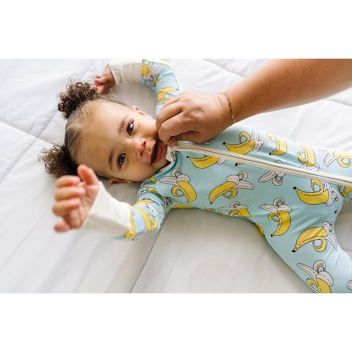 Little Sleepies Zippy Baby & Toddler Pajamas - Bamboo Viscose Sleeper for Boys and Girls, Newborn Sleeper w/ 2-Way Zipper w/Mitten Cuffs, Made From Viscose from Bamboo, Bananas, 3-6M