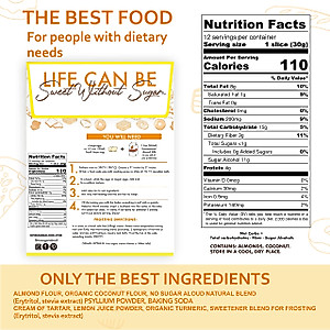 Lemon Low Carb Cake Mix, Gluten-Free & Plant-Based Keto Baking Mix, High Protein, High Fiber, Natural, No Artificial Flavors, Dairy-Free & Paleo-Friendly, No Added Sugar, 13oz - No Sugar Aloud