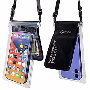 Oreunik Waterproof Phone Pouch [2-Pack], Waterproof Case Dry Bag for iPhone 14/13 Pro MAX Samsung Galaxy S22/S20 Ultra s11/s10 Up to 8 Inches, Screen Touch Sensitivity, 2 Layer Design Pocket (Black)