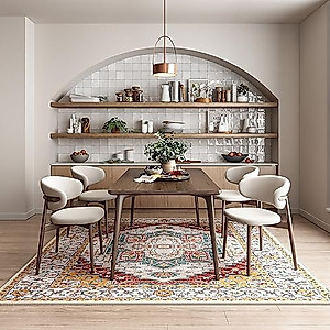 Washable Area Rugs 5x7for Living Room Rugs Machine Washable Non Slip Low-Pile Carpet Distressed Printed Large Area Rug for Living Room Bedroom Indoor