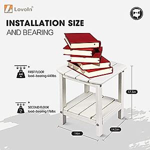 LovoIn Adirondack Table Outdoor Rectangular Side Table, Easy-Maintenance & Weather-Resistant Poly Lumber End Tables for Patio, Garden, Lawn, Indoor Outdoor Companion (Beige)