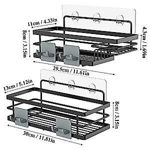 Nieifi Shower Organizer with Built-In Soap Dish with Hooks, Shower Caddy Shelf Basket Rack Storage Rustproof Adhesive Bathroom Shelves, Drill Free 2 Pack