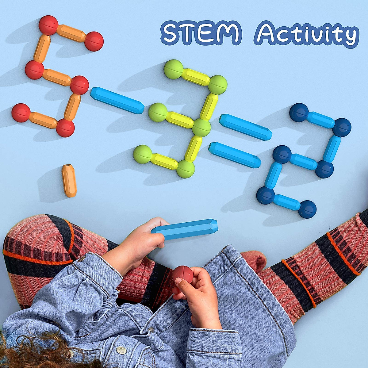 Wotalk Magnetic Balls and Rods Set, 66PCS Magnet Blocks Sticks, Educational Construction Buildingfor Toddlers, STEM Magnet Toys Gifts for Kids Age 3+