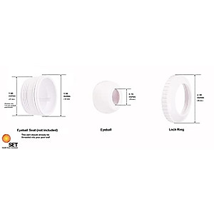 SunSolar Swimming Pool Return Jet - Replacement — Directional Eyeball Ring with 3/4-Inch Opening — Connects with 1.5-Inch Female Thread Ring — Pool Accessories for Cleaning — White (2-Pack)