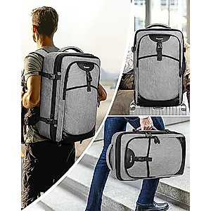 Carry on Backpack, 50l Large Travel Backpack with 3 Packing Cubes, Expandable Airline Approved 17inch Laptop Backpack, Business Weekender Daypack Overnight Luggage Duffel Bag Gifts for Men Women,Grey