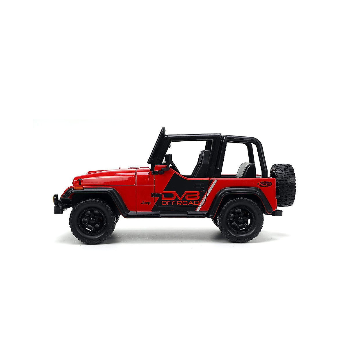 Jada Toys Just Trucks 1:24 1992 Jeep Wrangler Die-cast Car Red/Black with Tire Rack, Toys for Kids and Adults