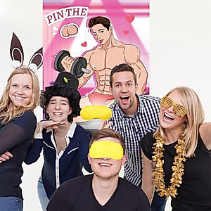 Roscid Bridal Shower Games Bachelorette Party Games Funny Party Game Girls Party - Pin The Balls on The Hunk Girls Nights Party Game Pin The Eggs Game, Engagement Party Games 24 Players