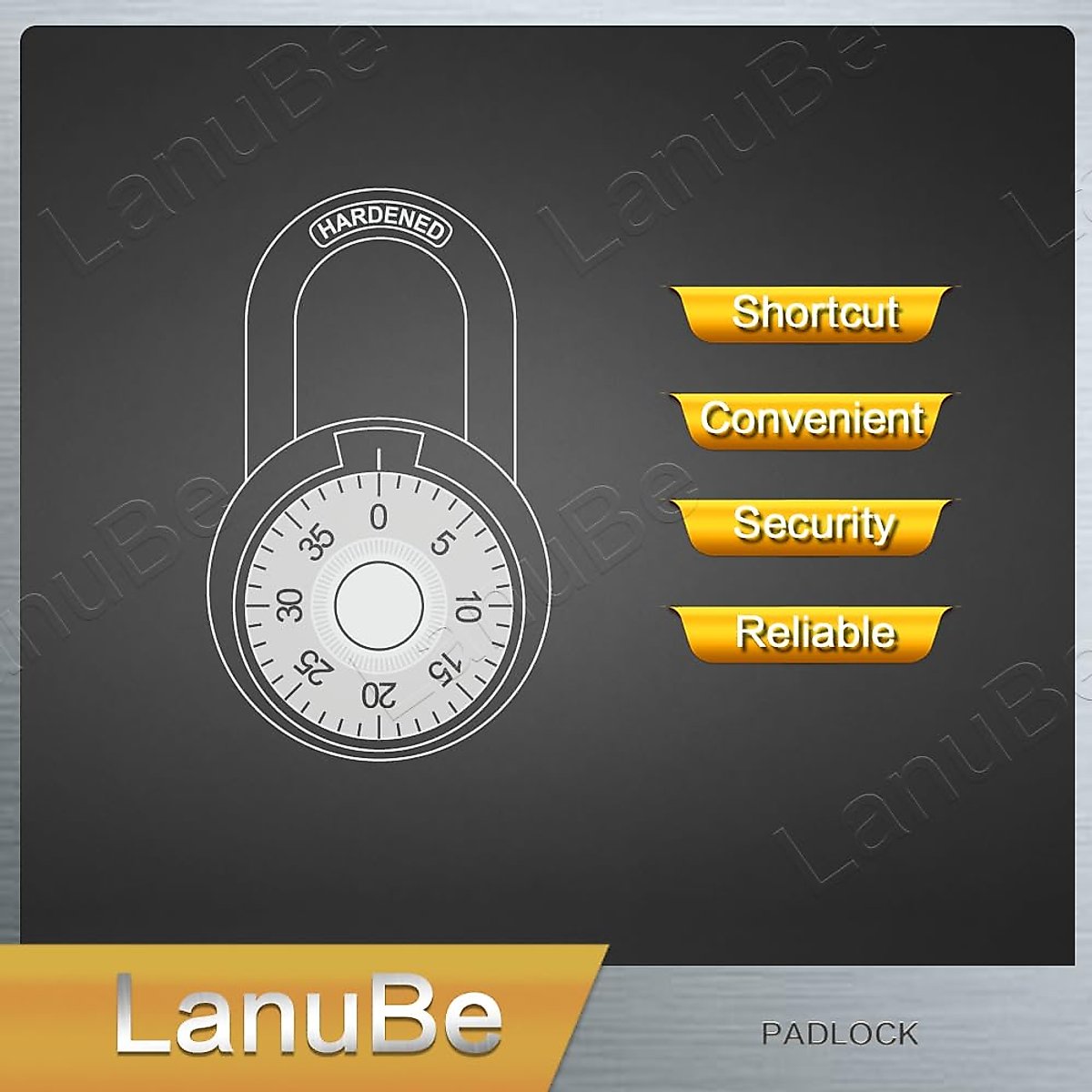 LanuBe Lock Standard Dial Combination Lock, 2 in. Wide, with Different Combinations, Black Turnplate, Pack of 48; Lock for School, Employee, Gym & Sports Locker, Case, Toolbox, Fence and so on
