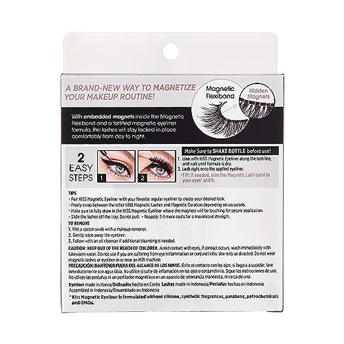 KISS Magnetic, False Eyelashes, Charm', 12 mm, Includes 1 Pair Of Magnetic Lashes, Magnetic Lash Eyeliner, Contact Lens Friendly, Easy to Apply, Reusable Strip Lashes