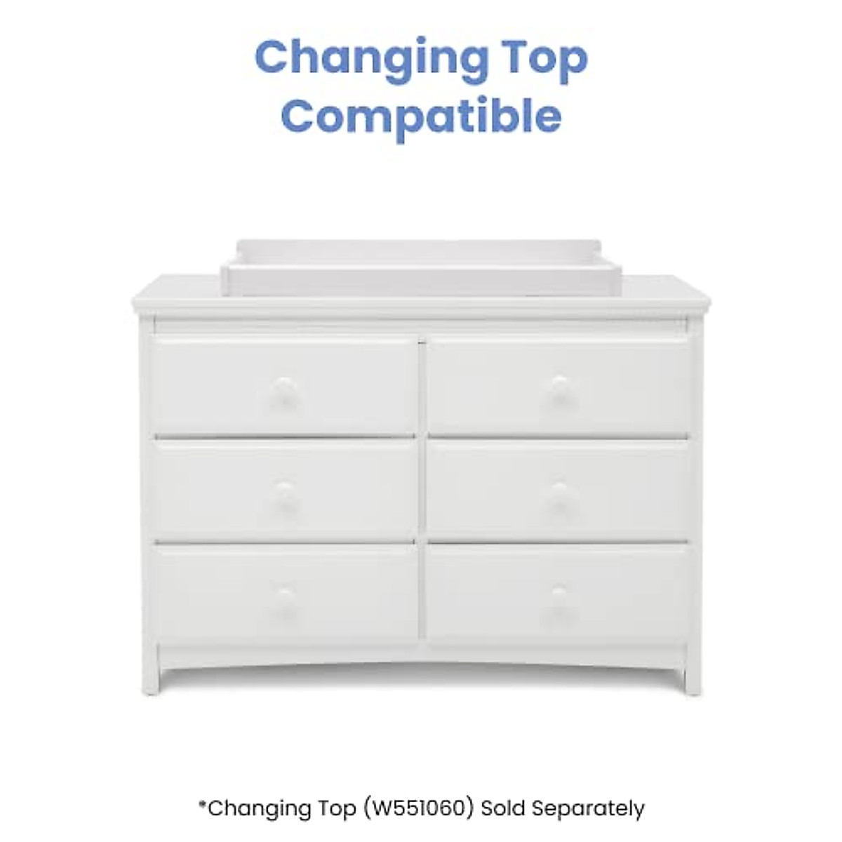 Delta Children Emerson 6 Drawer Dresser, Greenguard Gold Certified, Bianca White