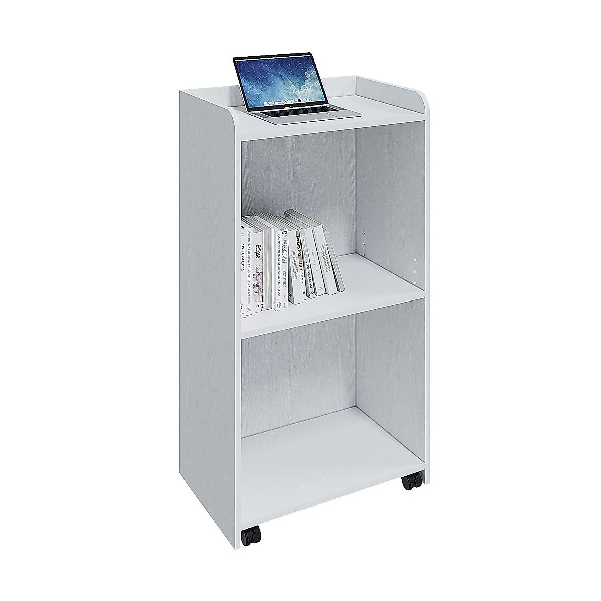 Panana Podium Stand - Hostess Stand with Wheels, Portable Podium Stand Reception Desk with Adjustable Shelf, Pulpits for Churches, Mobile Lectern Podium for Conference, Auditorium, Classroom, White