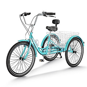Barbella Adult Tricycles, 7 Speed Adult Trikes 20/24/26 inch 3 Wheel Bikes, Cruise Bike with Basket for Seniors, Women, Men for Recreation, Shopping, Exercise, Multiple Colors