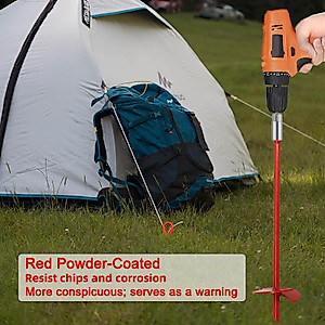 MAXCCINO 4 Pack 15" Ground Anchors Screw in with Drill, Heavy Duty 3" Wide Helix Spiral Earth Anchors for Camping, Tents, Sheds, Swing Sets, Car Ports, Canopies, Shelters, High Wind Trampoline Anchors