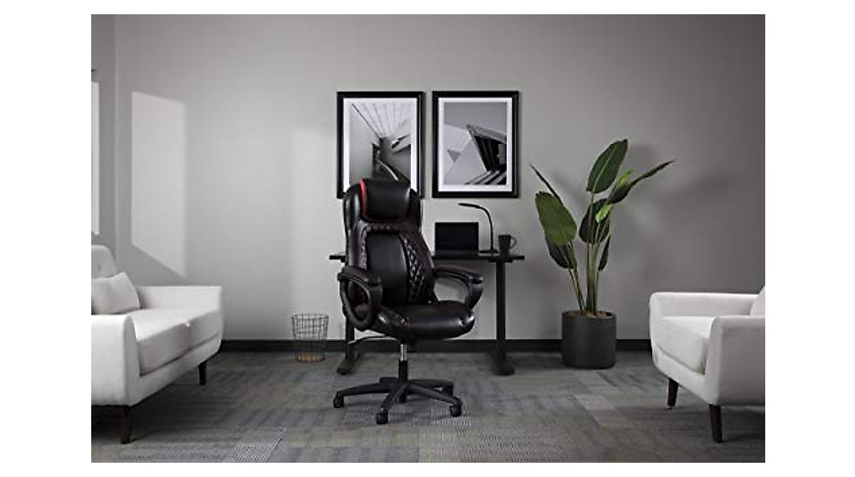 OFM Racing Style Leather Office Chair in Red | Ergonomic & Luxurious