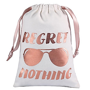 Cytdkve Rose Gold Foil Wedding Favors Bachelorette Party Favor Drawstring Bags, Hangover Recovery Kit Bags for Bridesmaid Gifts (10 Pieces, White, 5 x 7 Inch)