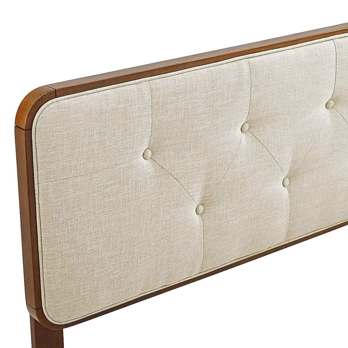 Modway MOD-6234-WAL-BEI Collins Tufted Queen Fabric and Wood Headboard, Walnut Beige