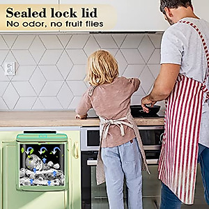 Kitchen Small Trash Can with Lid, GloDeals Compost Bin Countertop, Wall-Mounted Under Sink Hanging Trash Bin for Kitchen, Bathroom, Cabinet Trash Can (1.05 Gallon, 4L Vintage Green)