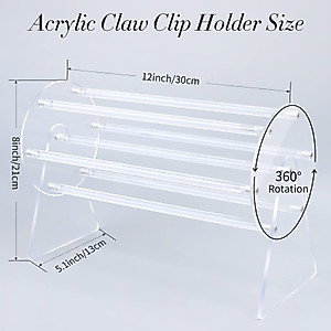 SNOWSTAR Acrylic Claw Clip Organizer Holder,360-Degree Rotating Claw Clip Holder and Storage,Hair Clip Organizer Display Clear Stand for Women and Girls