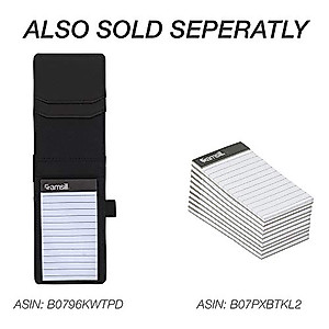 Samsill Mini Pocket Notepad Holder and Memo Pad 5 Pack Bundle, Durable Cover, Includes Five 2 7/16 x 4 1/4" Sized Writing Pads with 40 Lined Sheets, Refillable, Black