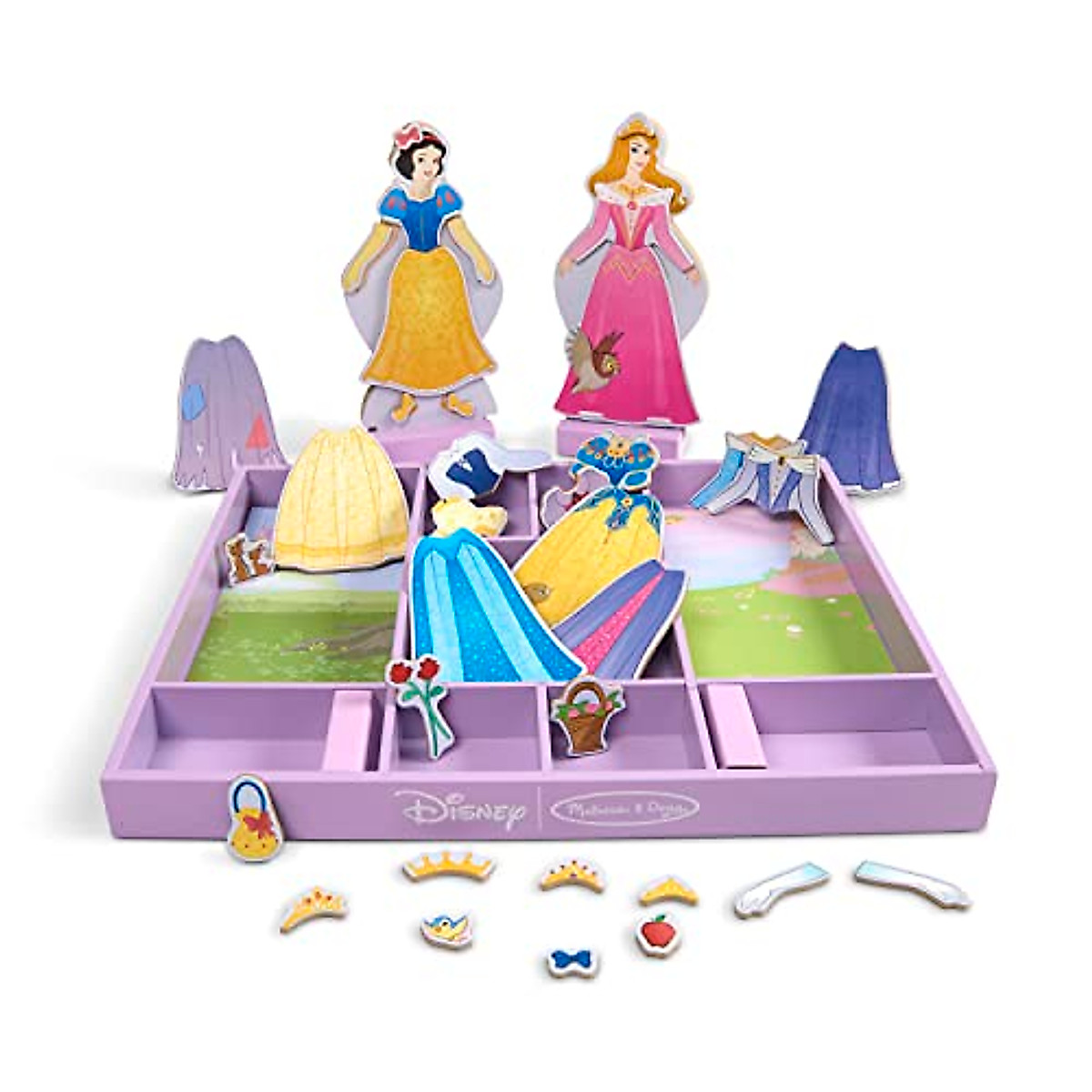 Melissa & Doug Disney Sleeping Beauty and Snow White Magnetic Dress-Up Wooden Doll Pretend Play Set (40+ pcs)