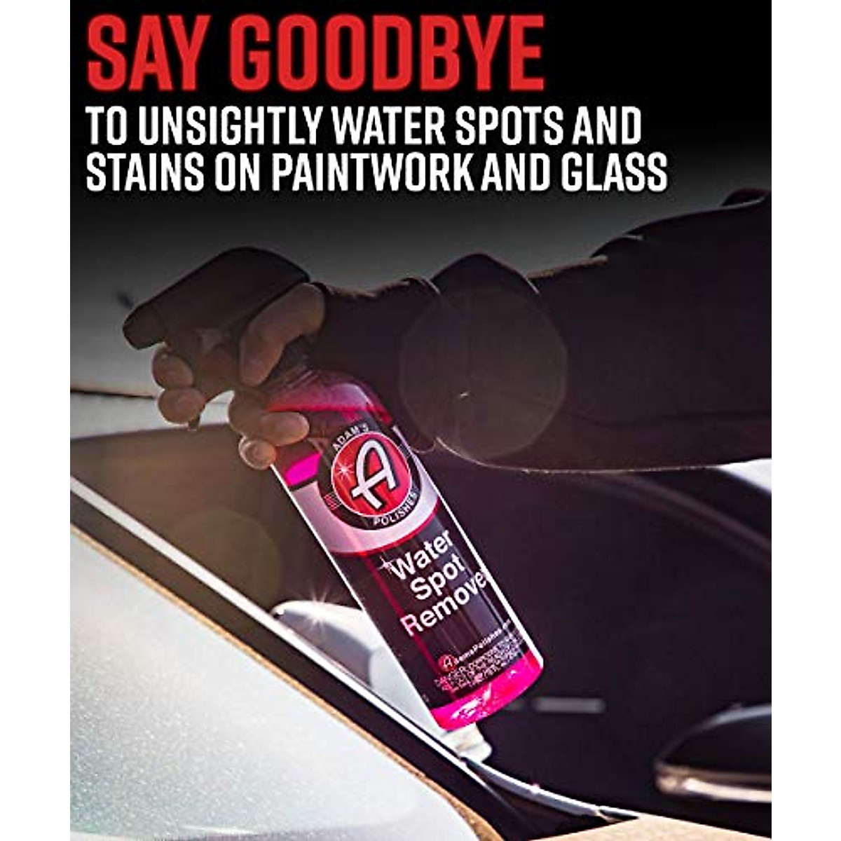 Adam's Water Spot Remover - Hard Water Stain Remover For Glass, Shower doors, Paint, Windows, Car Detailing & More | Bio Safe Calcium, Magnesium & Soap Scum Remover Formula (16oz)