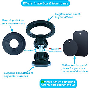 ARMOLABX Gym Magnetic Phone Holder Mount for MagSafe, Dual Magnetic Phone Holder for Gym Attach to Metal Surface, Gym Phone Holder Compatible with iPhone 15 14 13 12 Pro Plus Max MagSafe Case