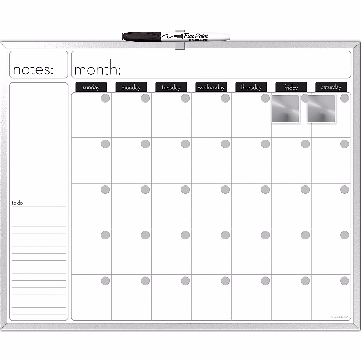 Rose Art The Board Dudes Dry Erase Calendar Aluminium Frame 20x16