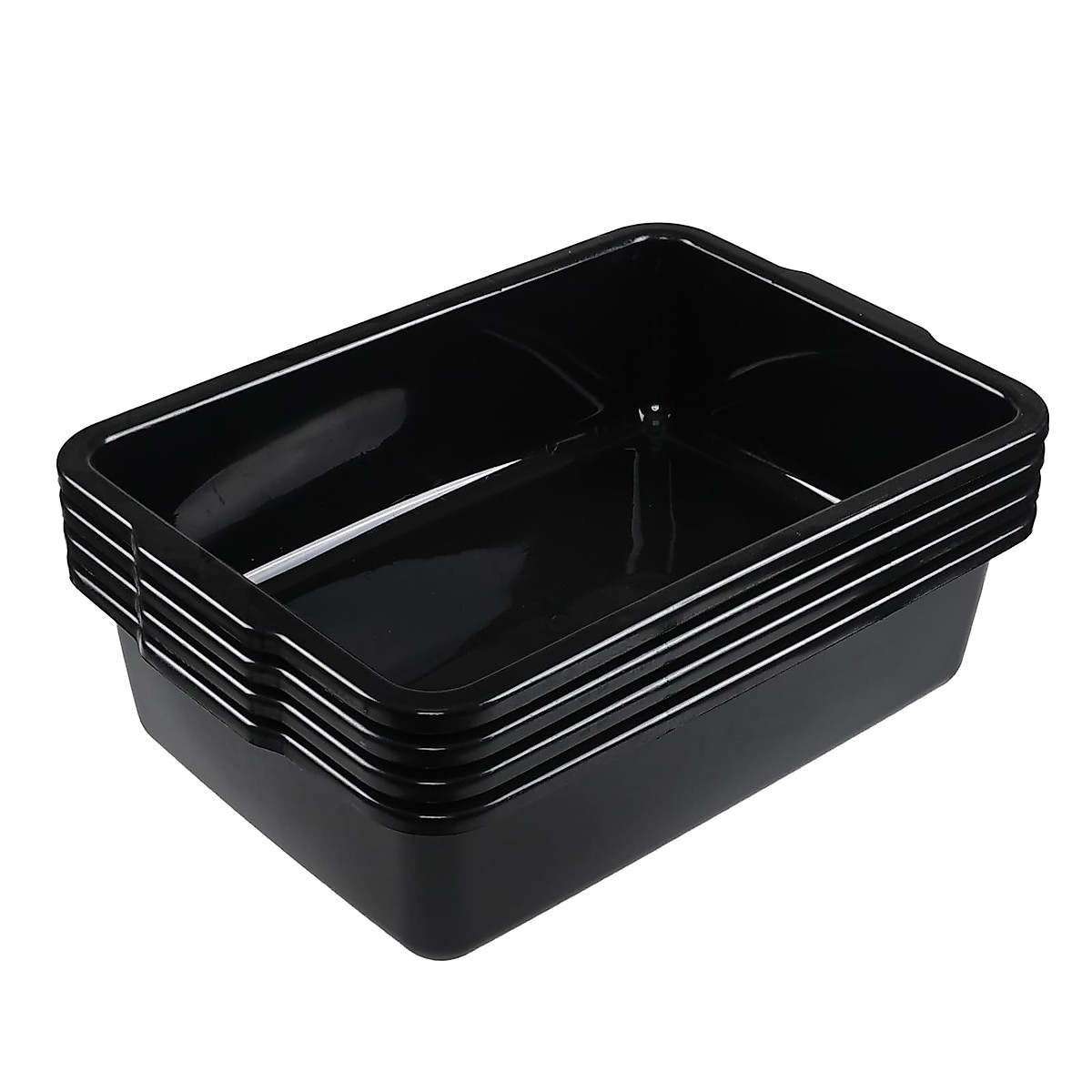 Leendines 4-Pack 32 Liter Large Black Bus Tubs, Commercial Plastic Bus Trays